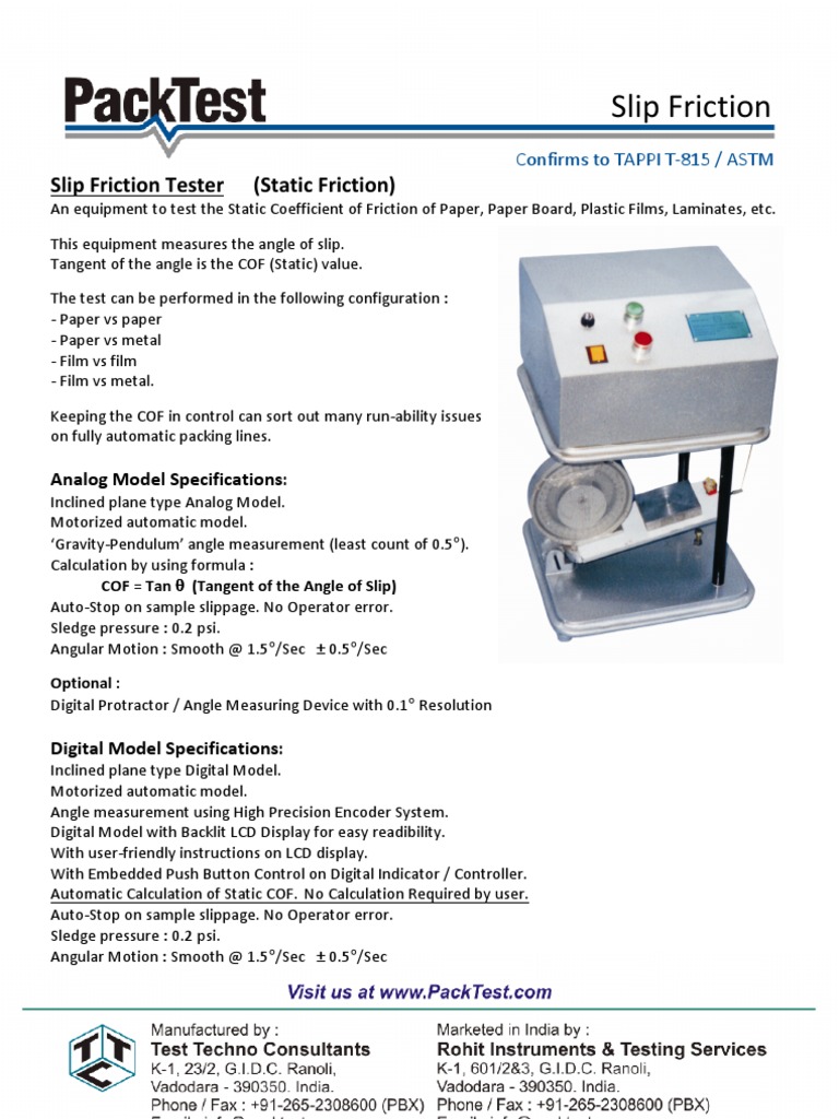Static Friction Tester for Materials | PDF | Technology & Engineering