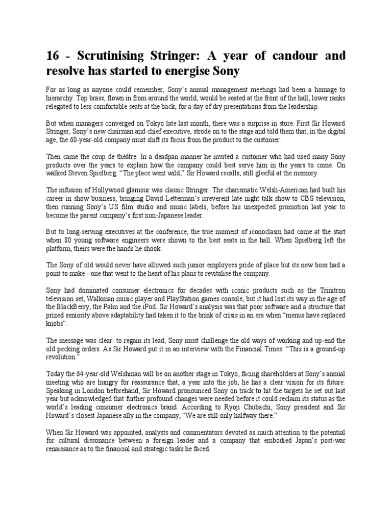 Case Study 16 On Sony | PDF | Sony | Play Station 3