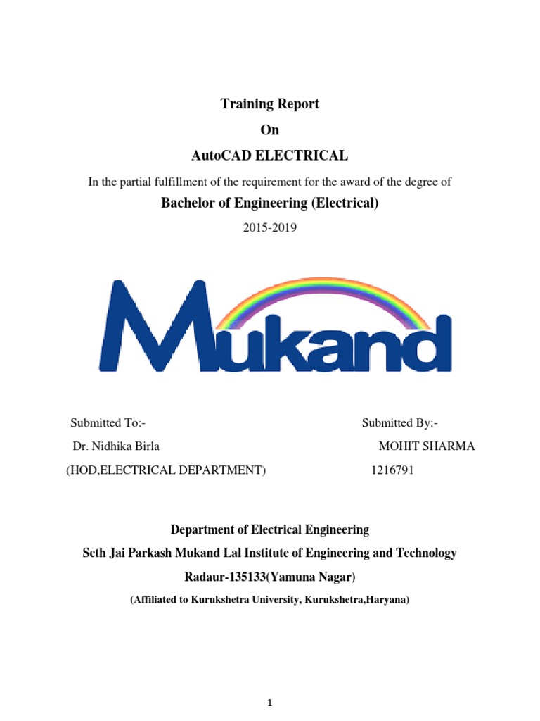 AutoCAD Electrical Training Report | PDF | Auto Cad | Autodesk