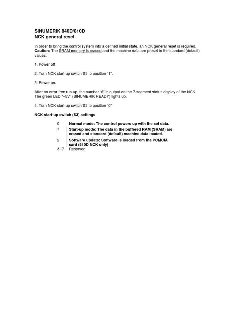 NCK and PLC General Reset Guide | PDF | Programmable Logic Controller ...