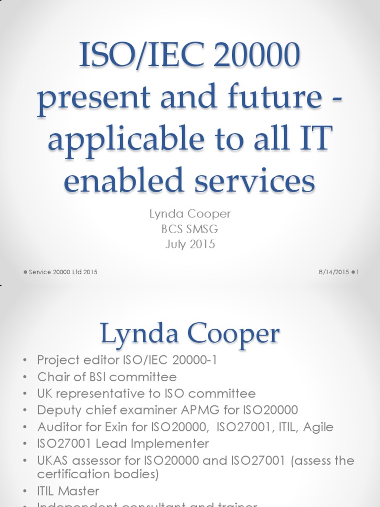 Bcs SMSG Iso Iec 20000 150715 | PDF | Itil | Information Technology