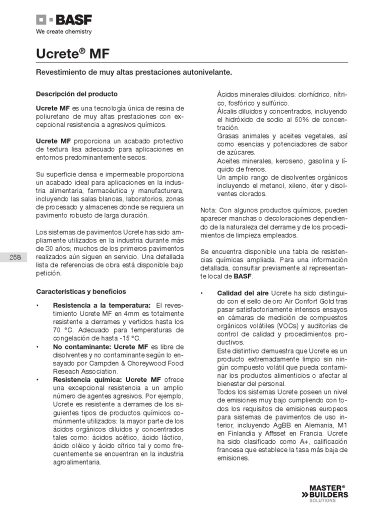 Ucrete MF Basf | PDF | Hormigón | Contaminación