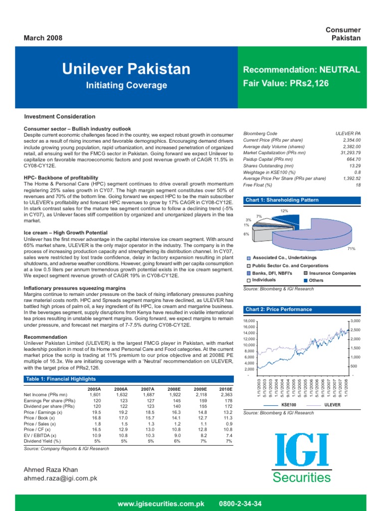 Unilever Pakistan Limited Initiating Coverage | PDF | Unilever | Retail