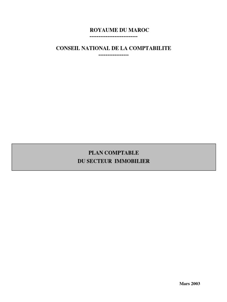 Plan Comptable Immobilier | PDF | Comptabilité | Bilan comptable