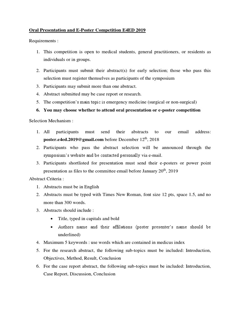 Poster Competition Rules PDF | PDF | Abstract (Summary)