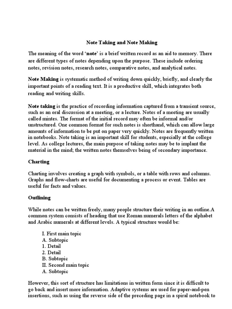 C05e6note Taking and Note Making | PDF | Semiotics | Human Communication