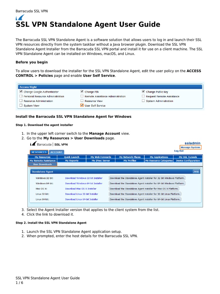 SSL VPN Standalone Agent User Guide | PDF | Transport Layer Security ...
