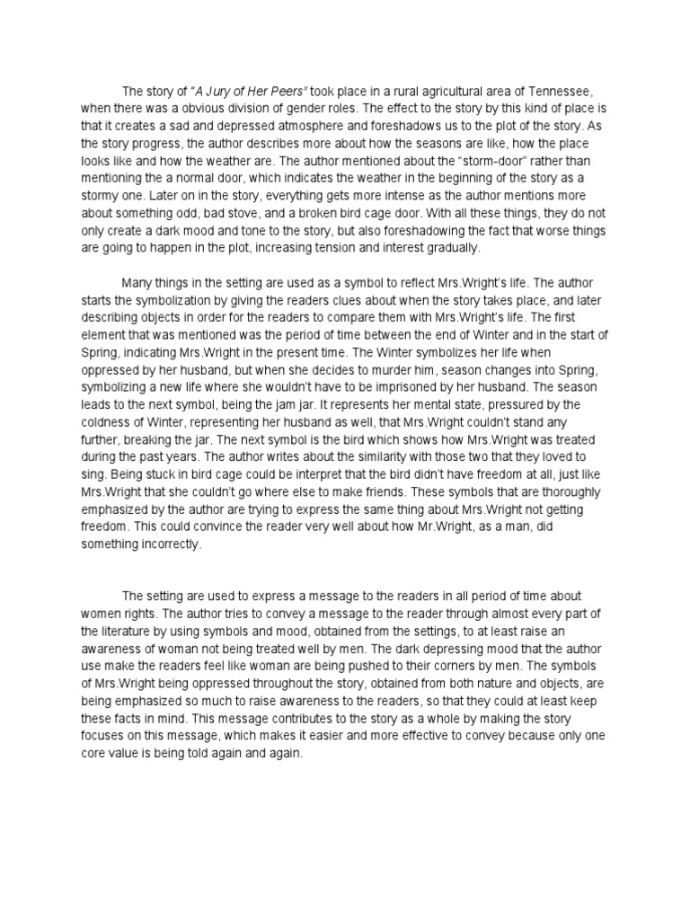 A Jury of Her Peers Essay | PDF | Symbols