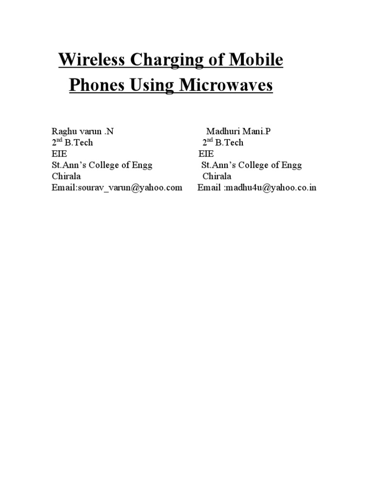 Wireless Charging of Mobile Phones Using Microwaves: ND ND | PDF ...