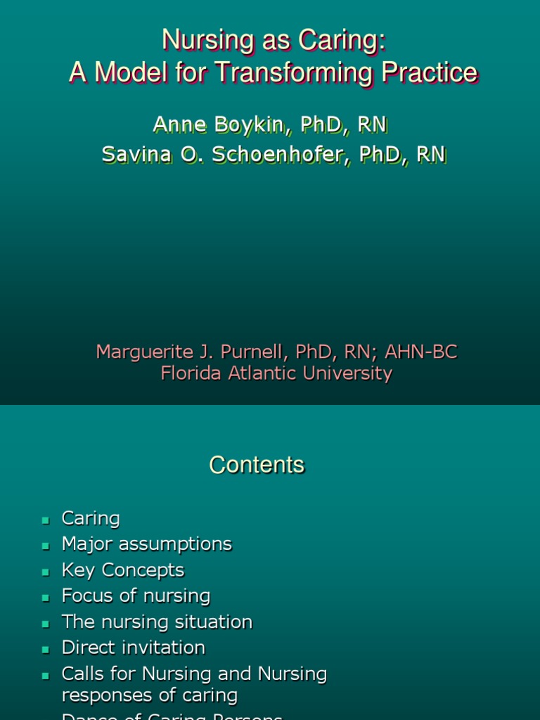 Nursing As Caring: A Model For Transforming Practice: Anne Boykin, PHD ...