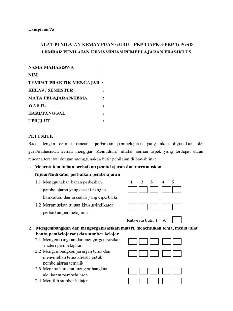 Contoh APKG 1 Dan APKG 2 PKP | PDF
