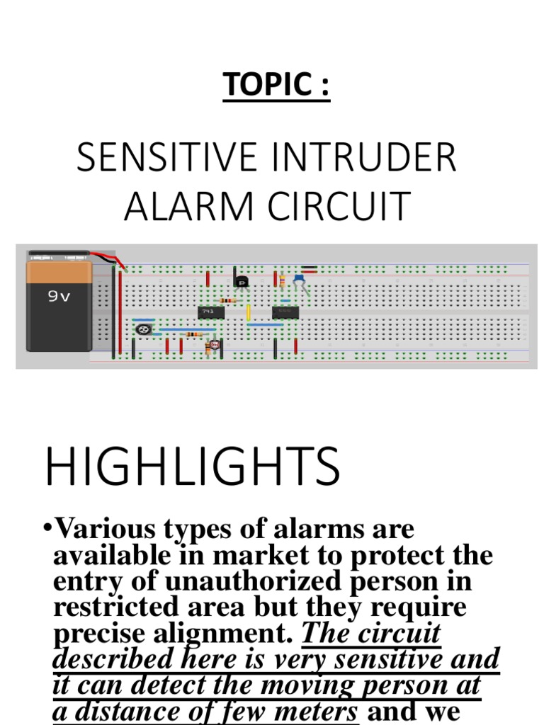 Sensitive Intruder Alarm Circuit | PDF