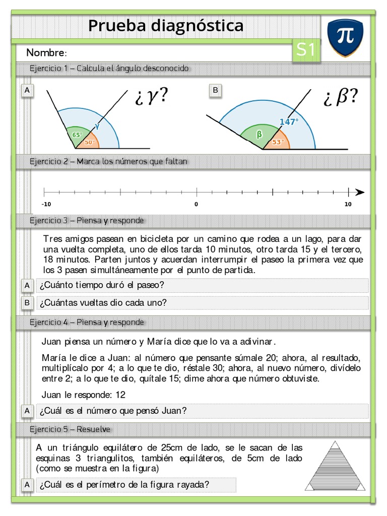 Prueba Diagnóstica de Matemáticas | PDF