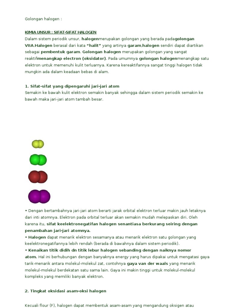 Sifat dan Unsur Golongan Halogen | PDF