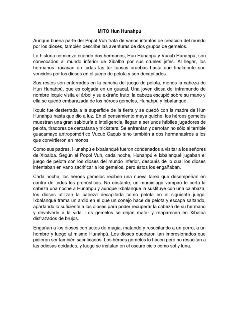 Aventuras de Hun Hunahpú y Vucub Hunahpú | PDF | Medusa | Personajes ...