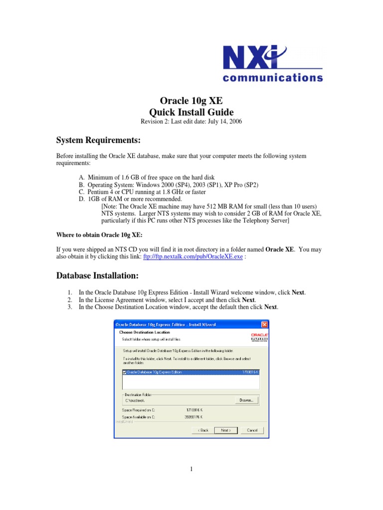 Oracle Xe Install Guide Oracle Database Windows Nt