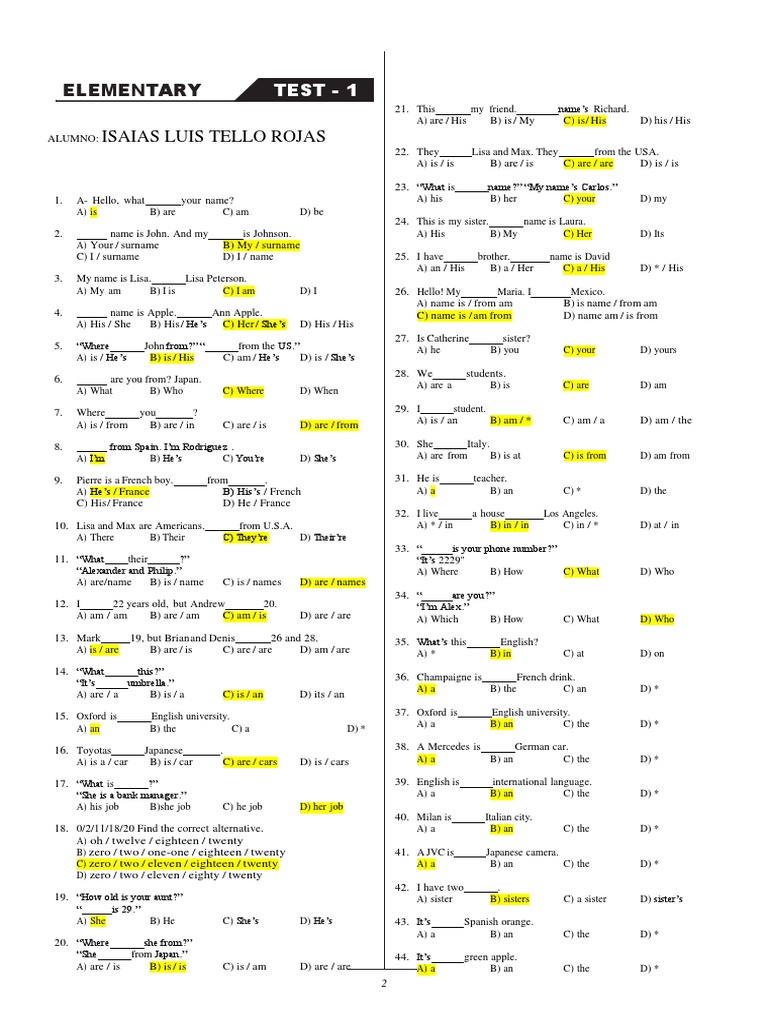 Isaias Luis Tello Rojas: Elementary | PDF