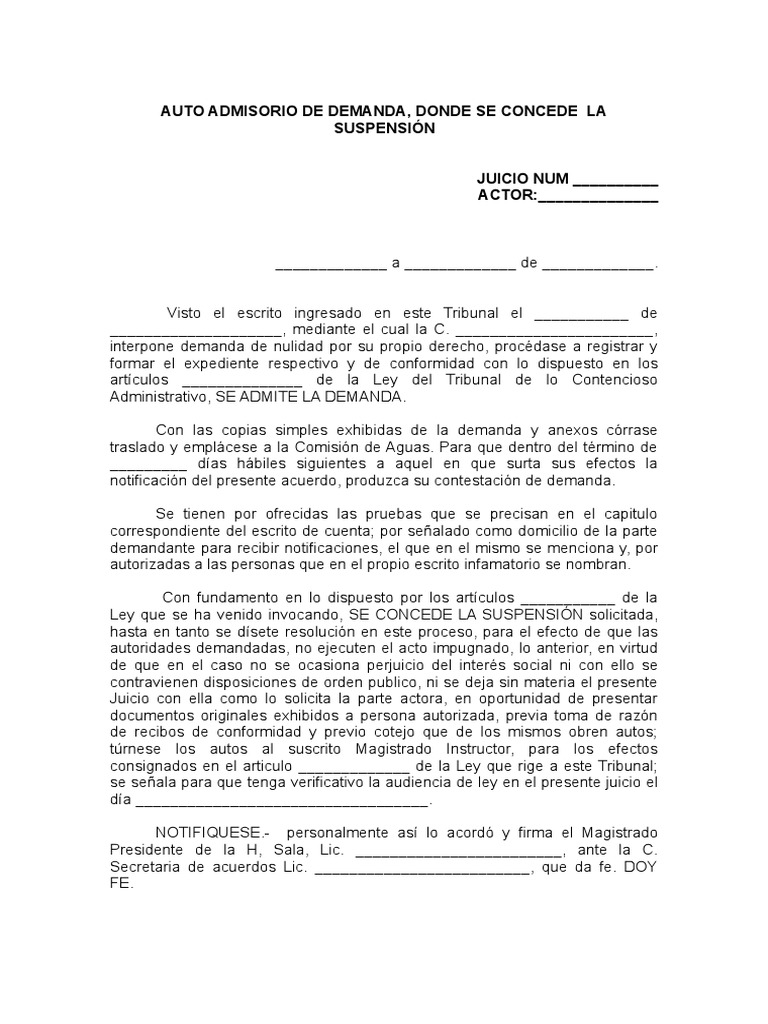 Auto Admisorio de Demanda | PDF | Demanda judicial | Virtud