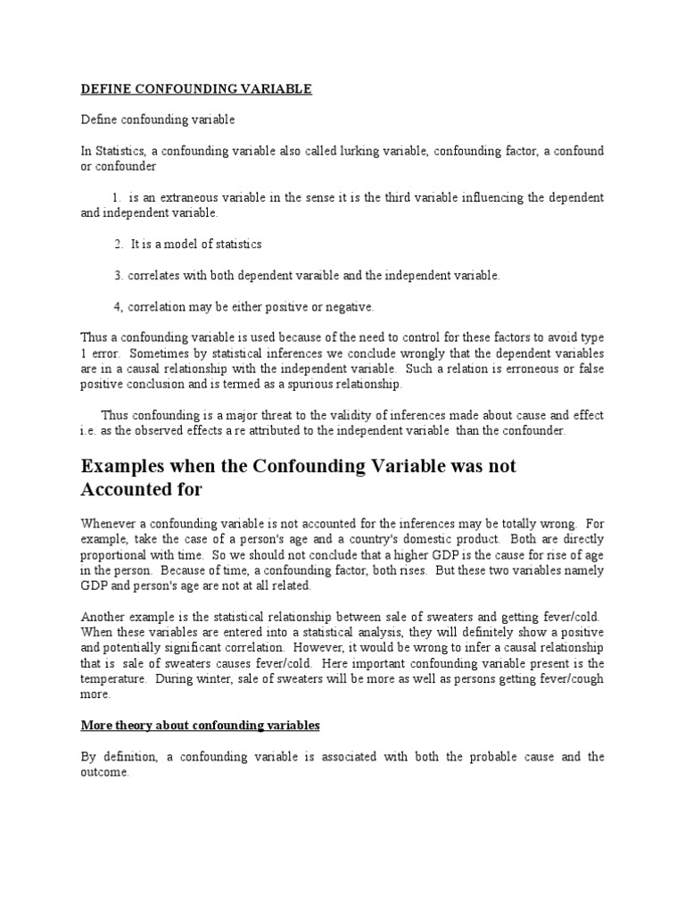 Confounding Vs Lurking Variable