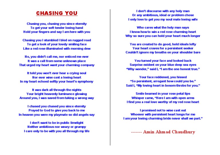 Chasing You: A Love Poem | PDF | Poetry