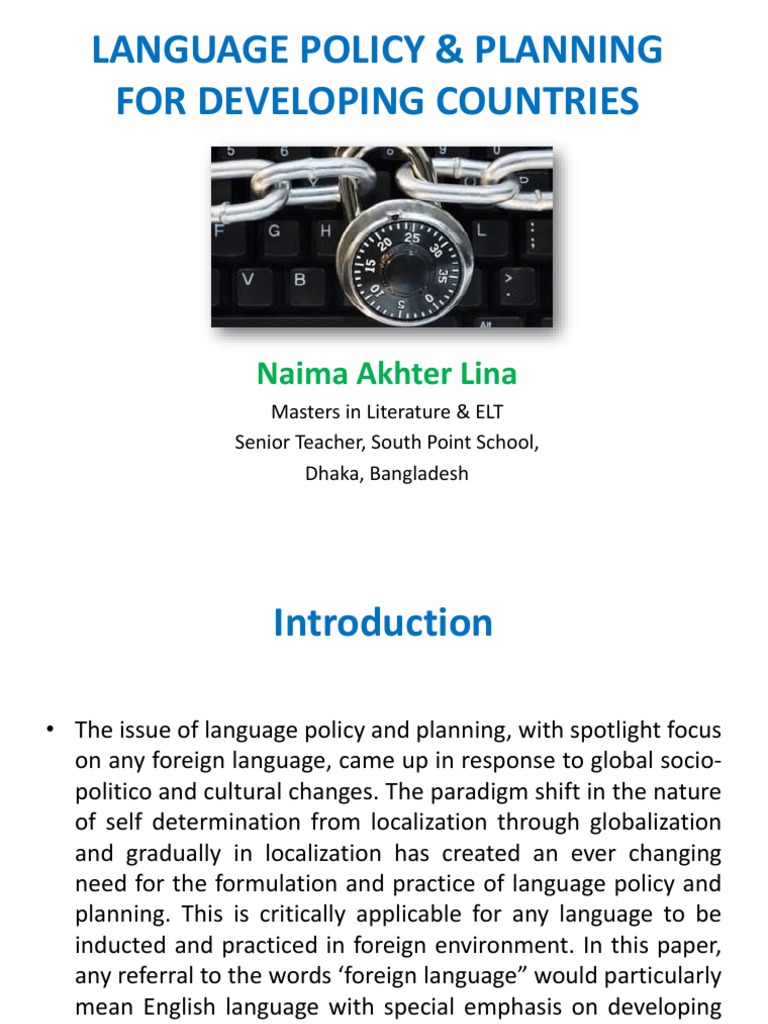Language Policy and Planning For Developing Countries | PDF | Language ...