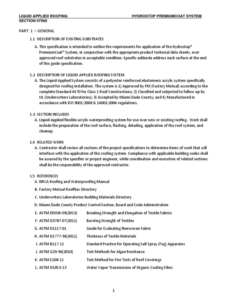 HydroStop System Spec PDF | PDF | Specification (Technical Standard) | Roof