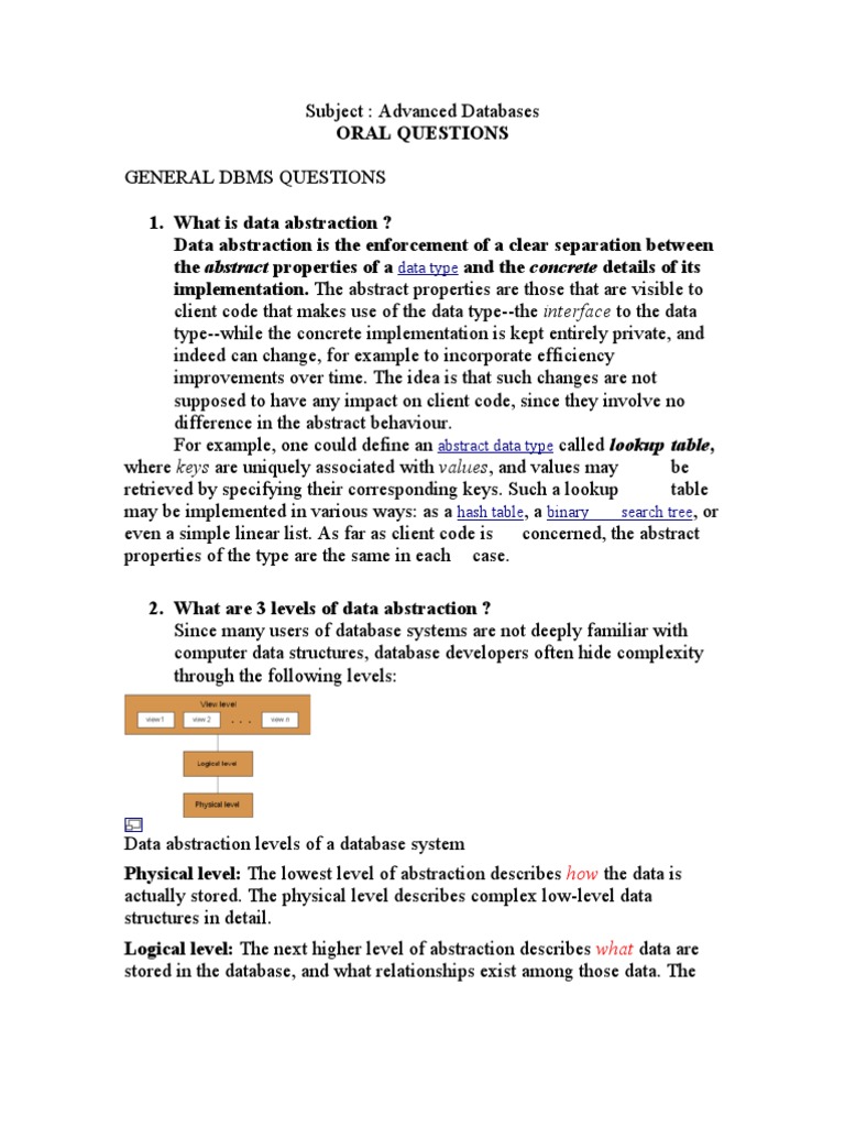 ADBMS | PDF | Abstraction (Computer Science) | Databases ADBMS | PDF | Abstraction (Computer Science) | Databases