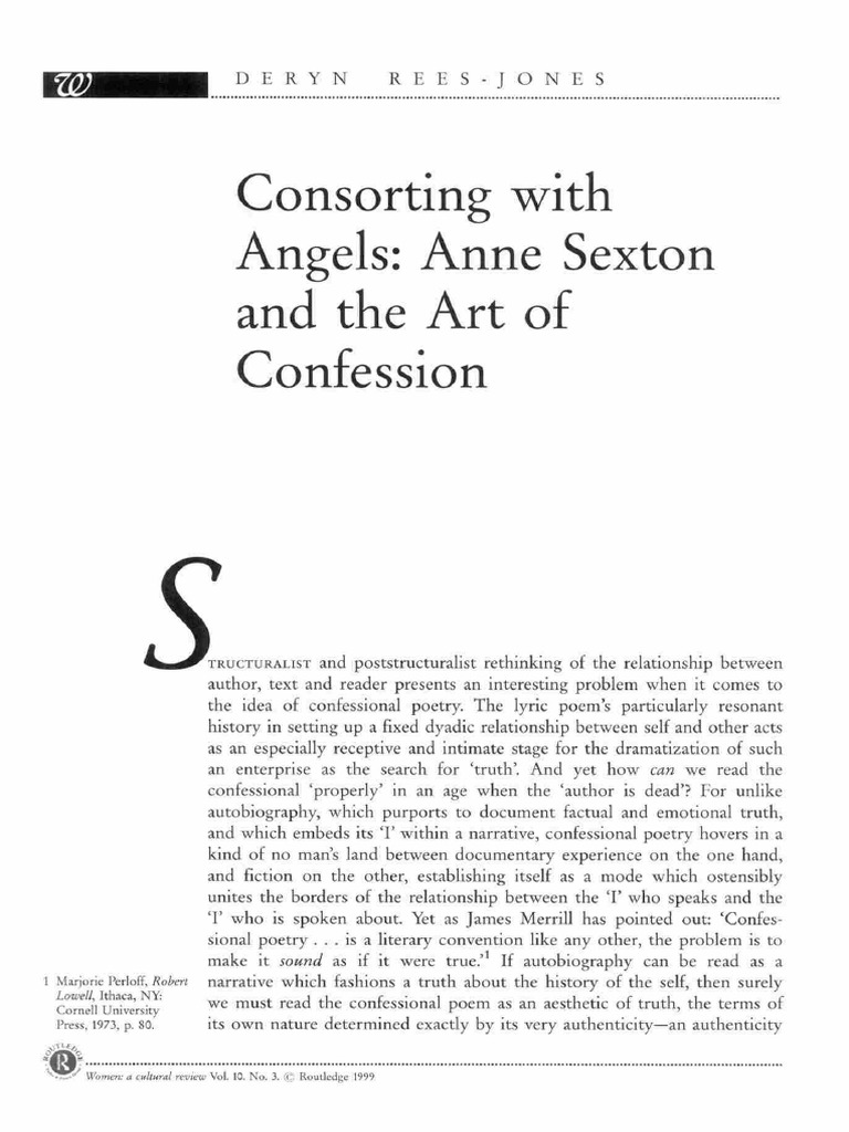 Consorting With Angels Anne Sexton and Te | PDF
