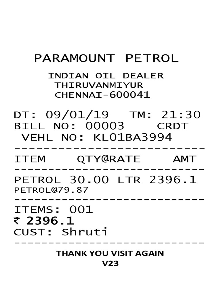 Fuel Bill 1 | PDF | Business | Finance & Money Management