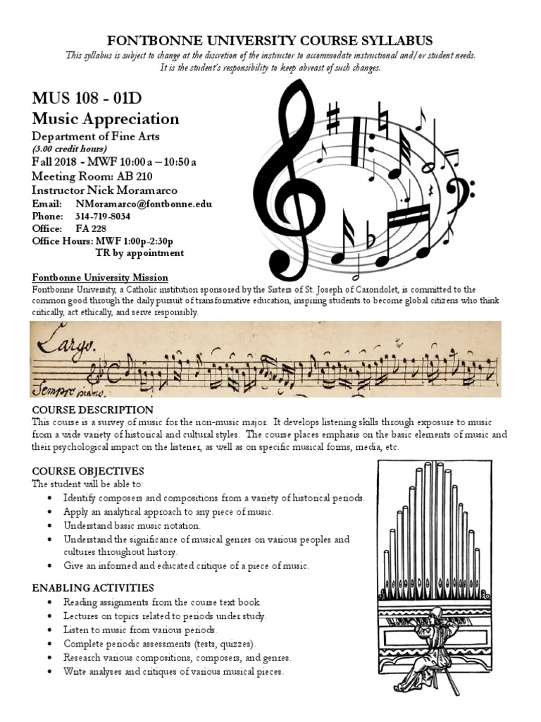 Music Appreciation Course Syllabus | PDF | Academic Integrity ...