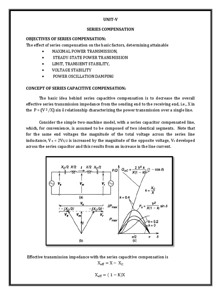 Unit-V Series Compensation Objectives of Series Compensation | PDF ...