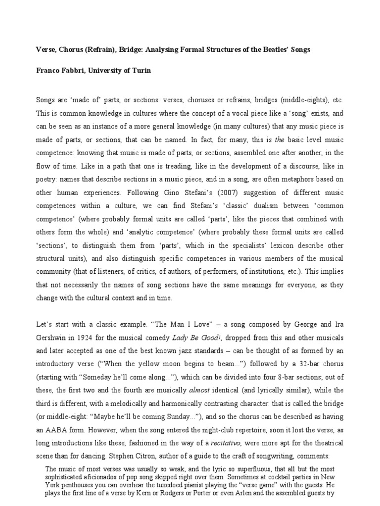Beatles' Song Structures Explained | PDF | Refrain | Song Structure