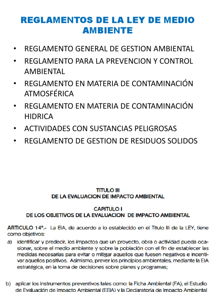 Reglamentos de La Ley de Medio Ambiente | PDF | Gestión de residuos | Residuos