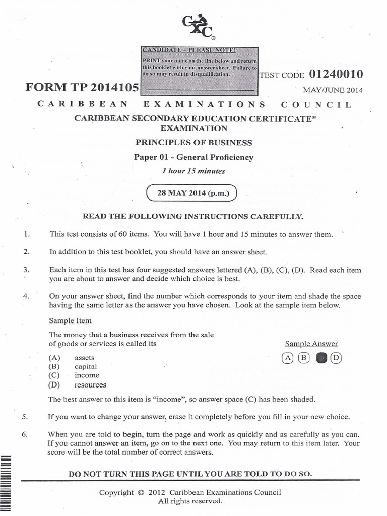 CSEC POB June 2014 P1 PDF | PDF | Taxes | Prices