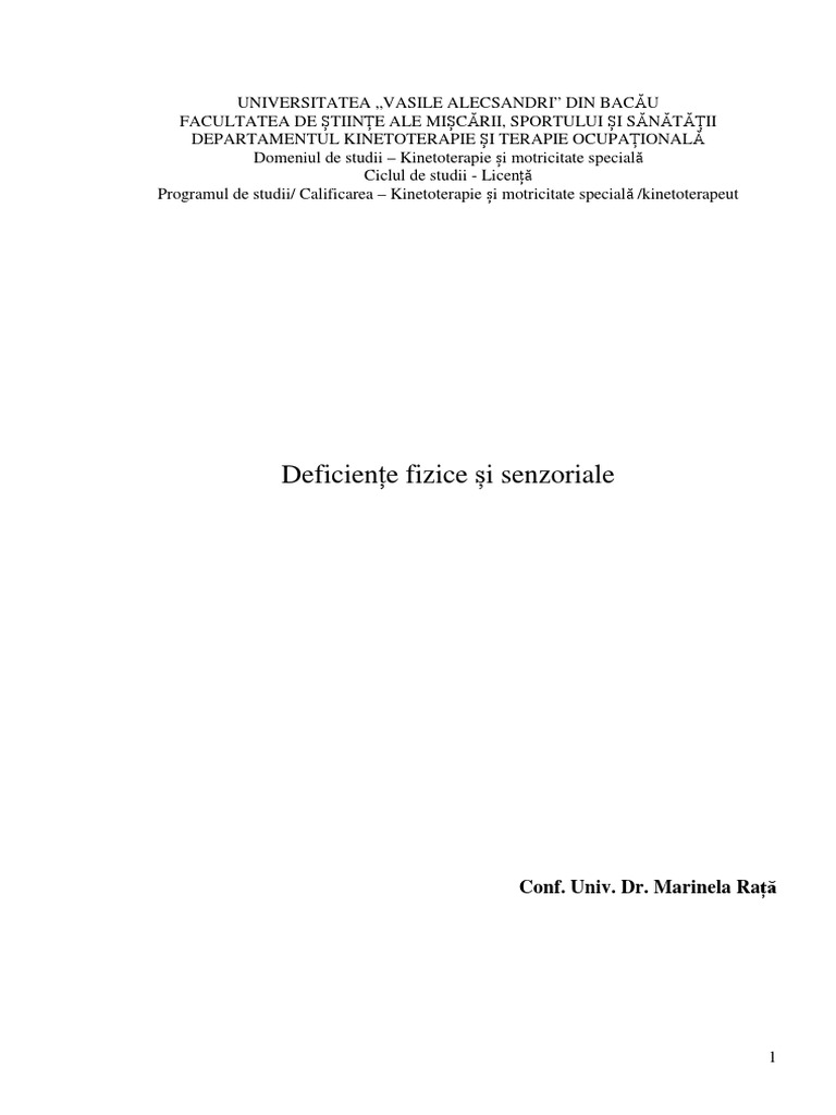 Curs Deficiente Fizice Si Senzoriale2014 PDF | PDF