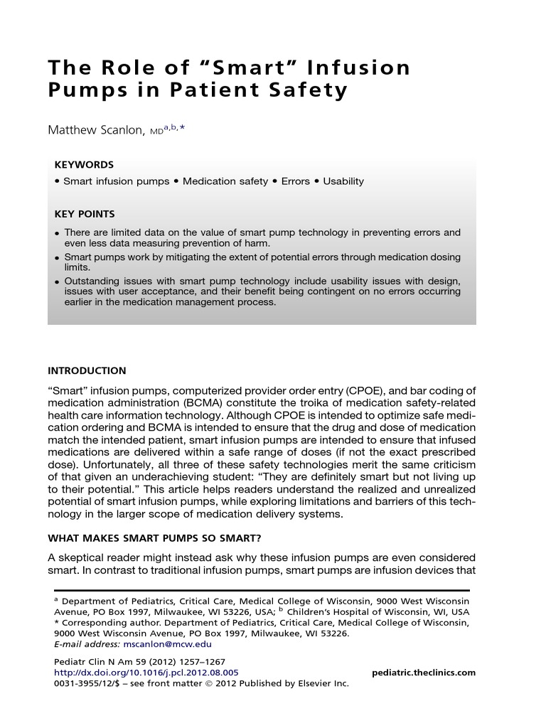 03 The Role of "Smart" Infusion Pumps in Patient Safety PDF | Download ...