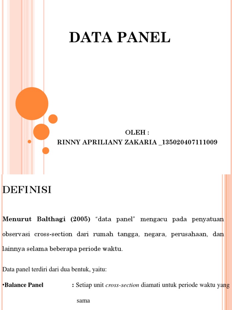 Data Panel | PDF | Metode & Bahan Ajar | Sains & Matematika