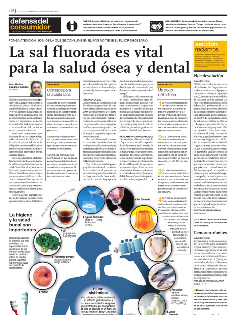 La Sal Fluorada Es Vital para La Salud Ósea y Dental | PDF | sal | Perú