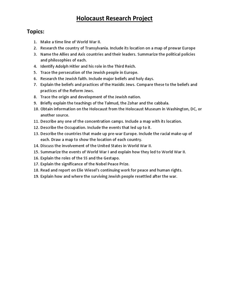 Holocaust Research Rubric | PDF | History