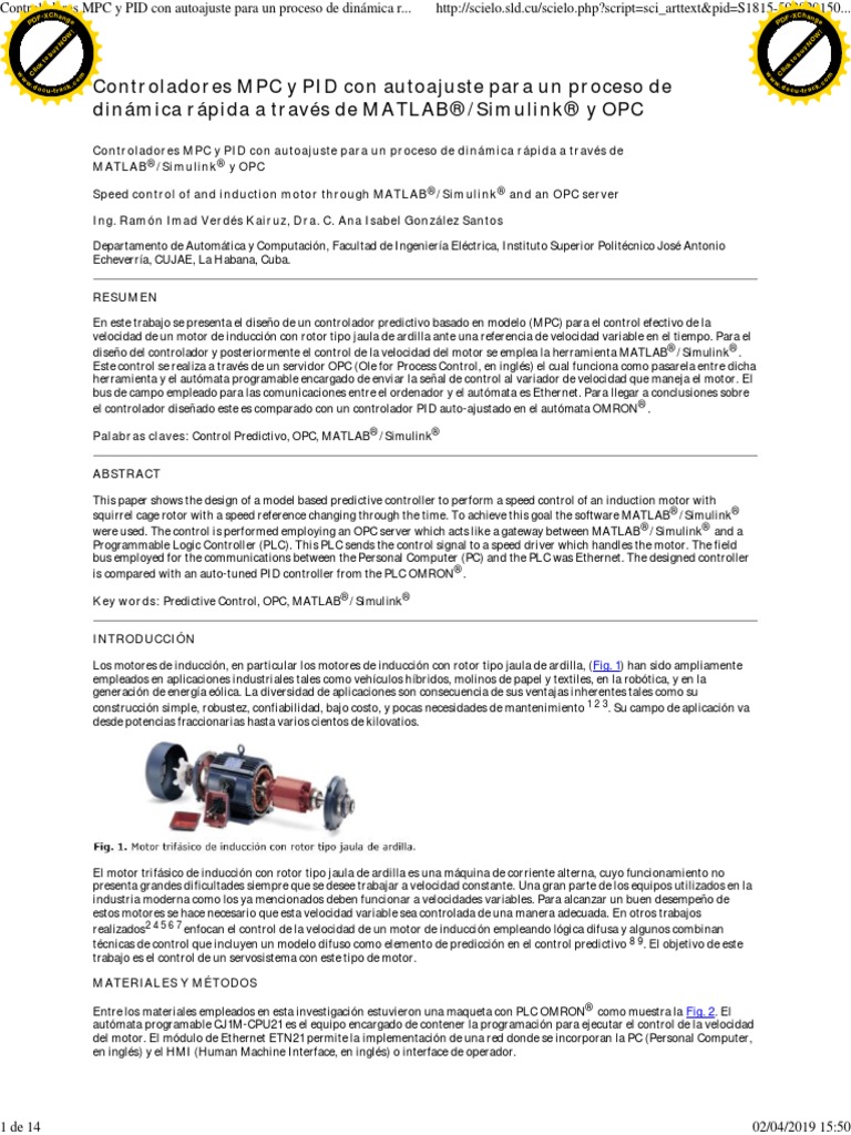 Controladores MPC y PID Con Autoajuste para Un Proceso de Dinámica ...