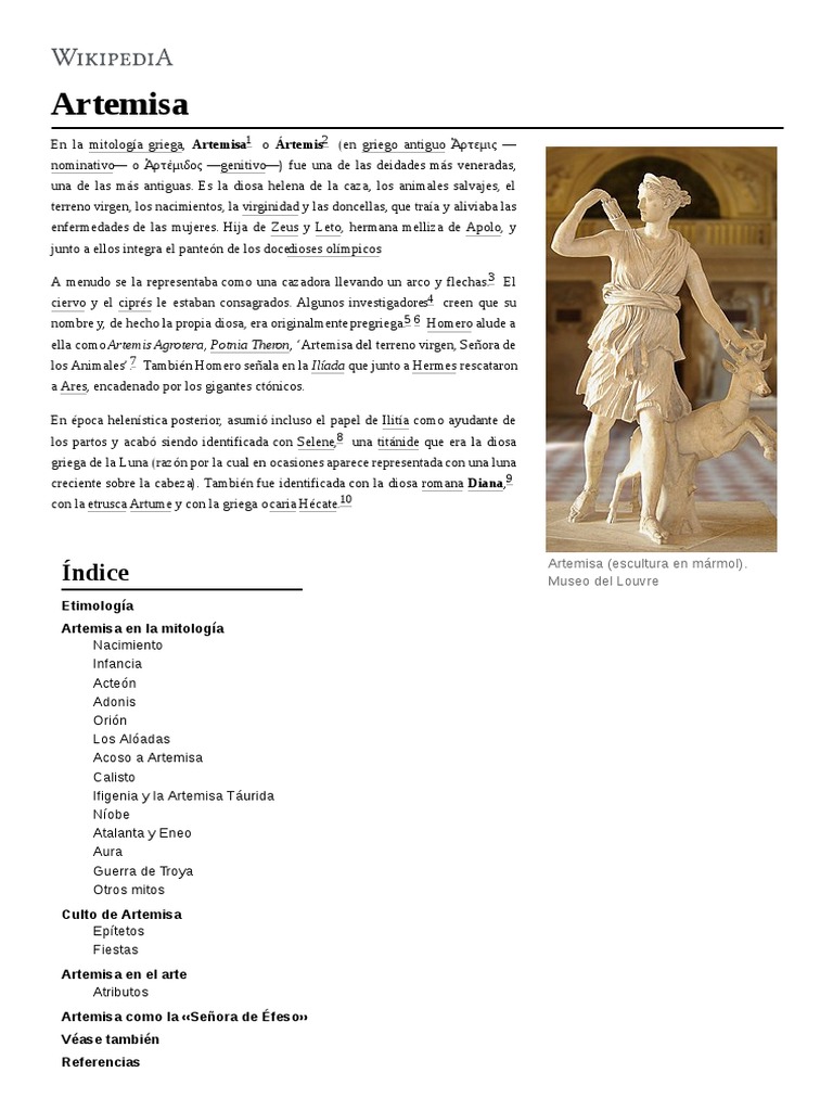 Artemisa: Diosa de la Caza y Virginidad | PDF | Religión Griega Antigua ...