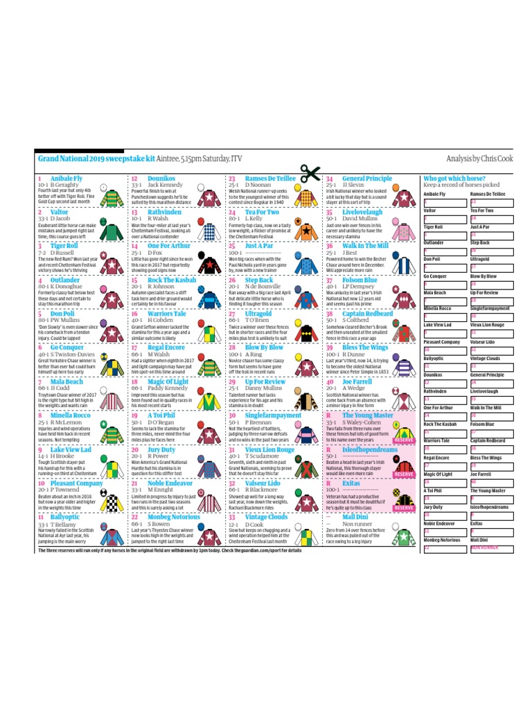 Sweepstake Kit | PDF | Individual Horses | Horse Racing
