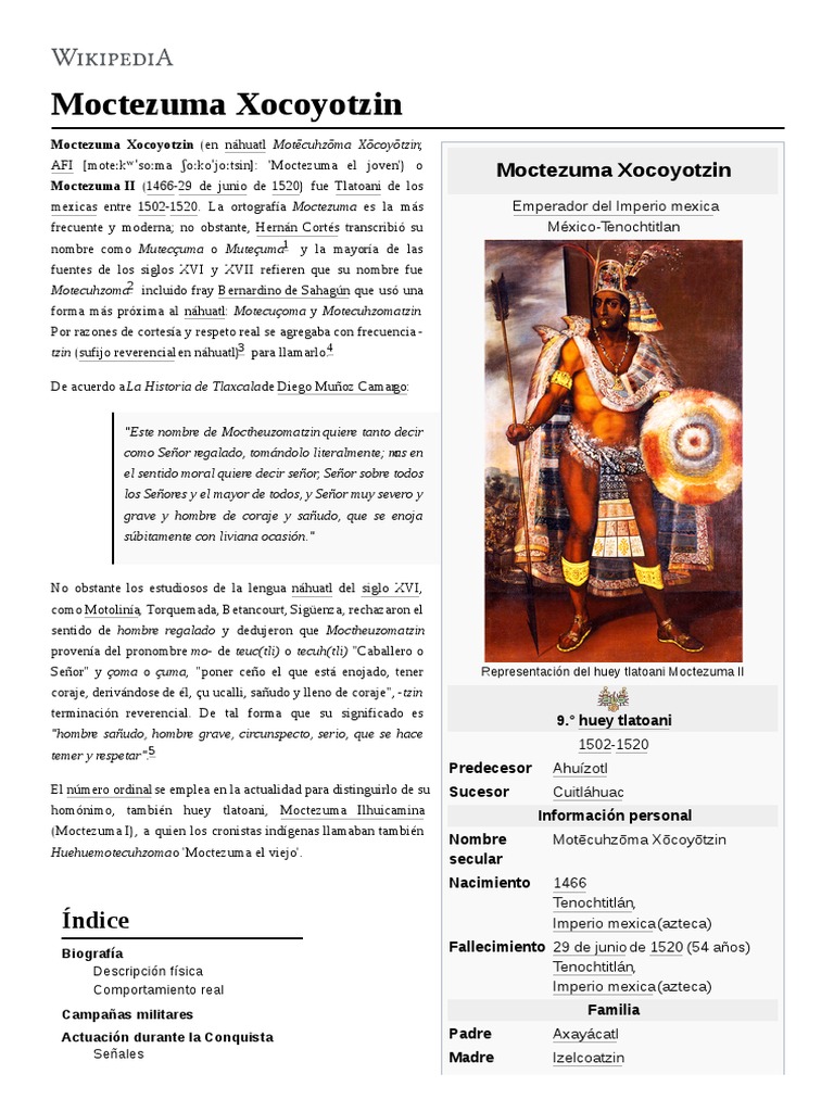 Moctezuma Xocoyotzin | PDF | azteca