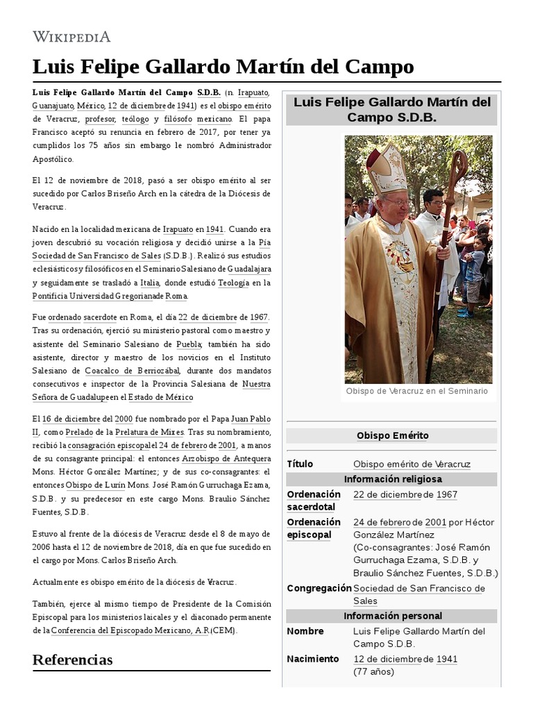Luis Felipe Gallardo Martín Del Campo | PDF | obispo | Organizaciones ...