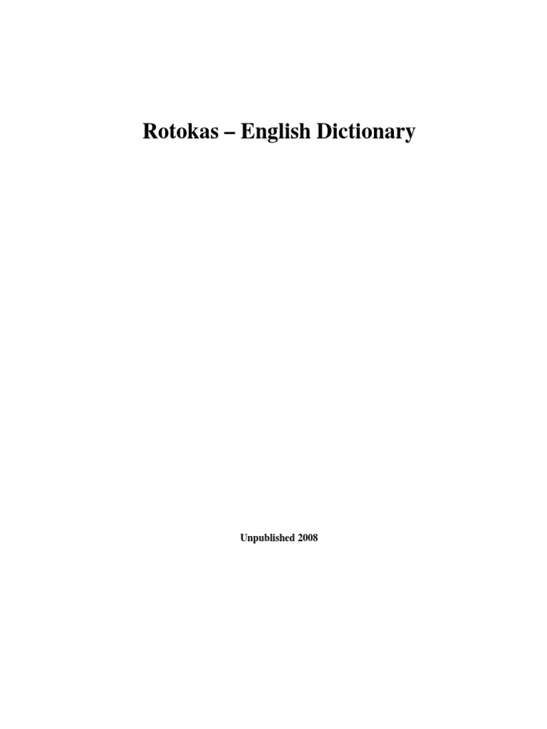 Rotokas - English Dictionary: Unpublished 2008 | PDF | Nature