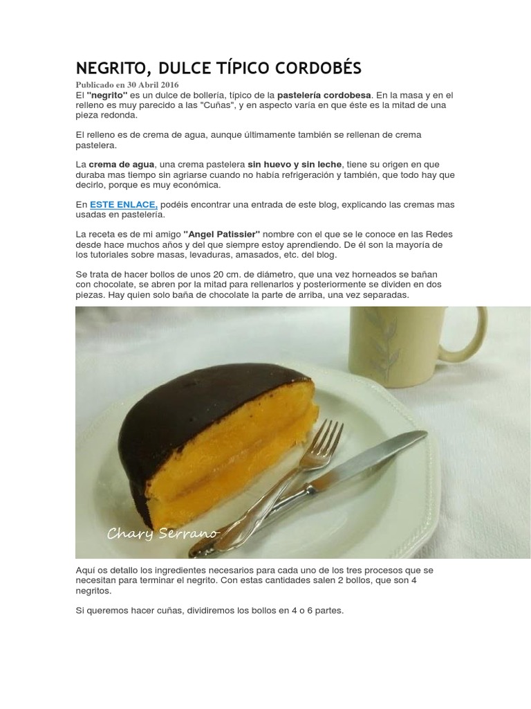 NEGRITO Dulce Cordobes Elaboración | PDF | Levadura | Postres