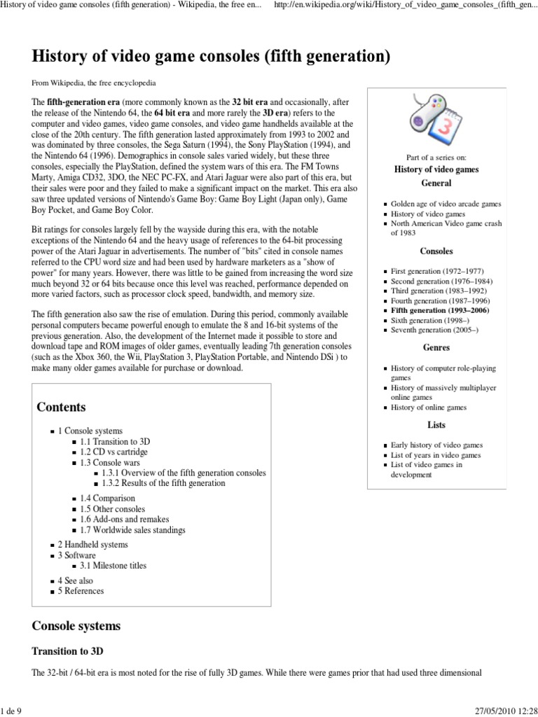 5th Generation Console.. | PDF | Video Game Consoles | Nintendo