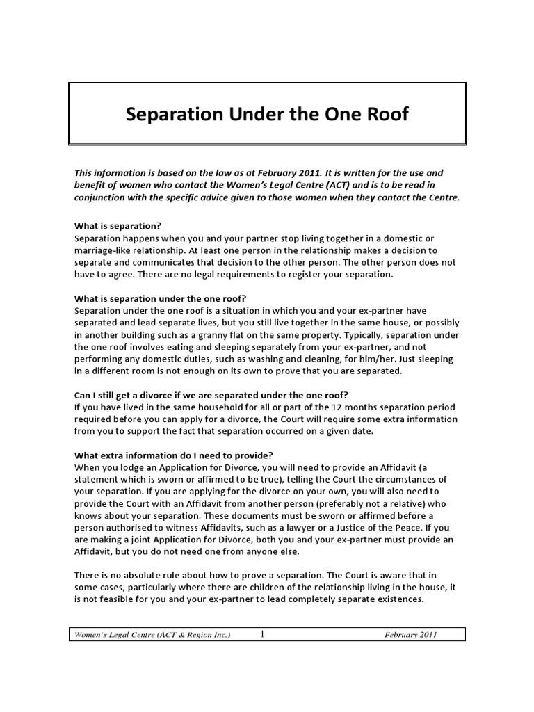 Separation-under-the-one-roof.pdf | Divorce | Affidavit