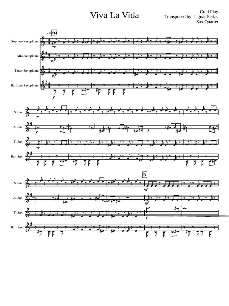 Viva La Vida Sax | PDF | European Musical Instruments | Sound Production