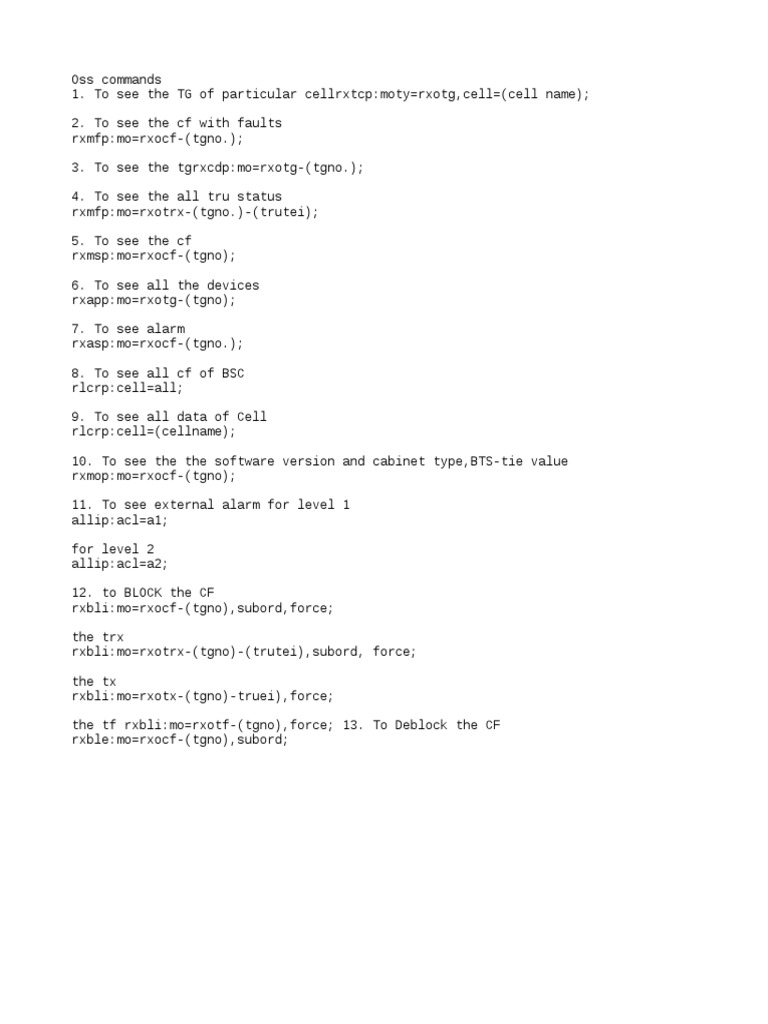 Ericsson WinFIOL OSS Commands | PDF